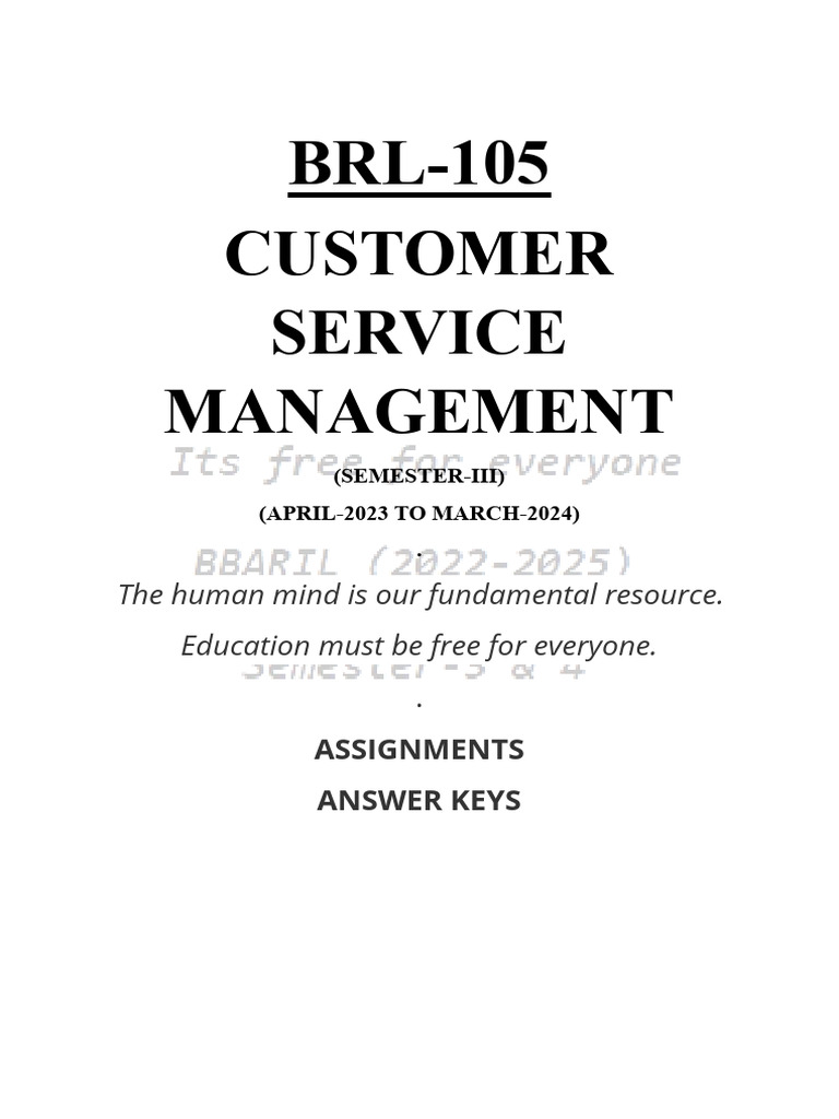 Answer Keys of BBARIL Batch ( 2022-2025 ) Assignments BRL-105,106,107,108,109,110 AND BEVAE-181 ...