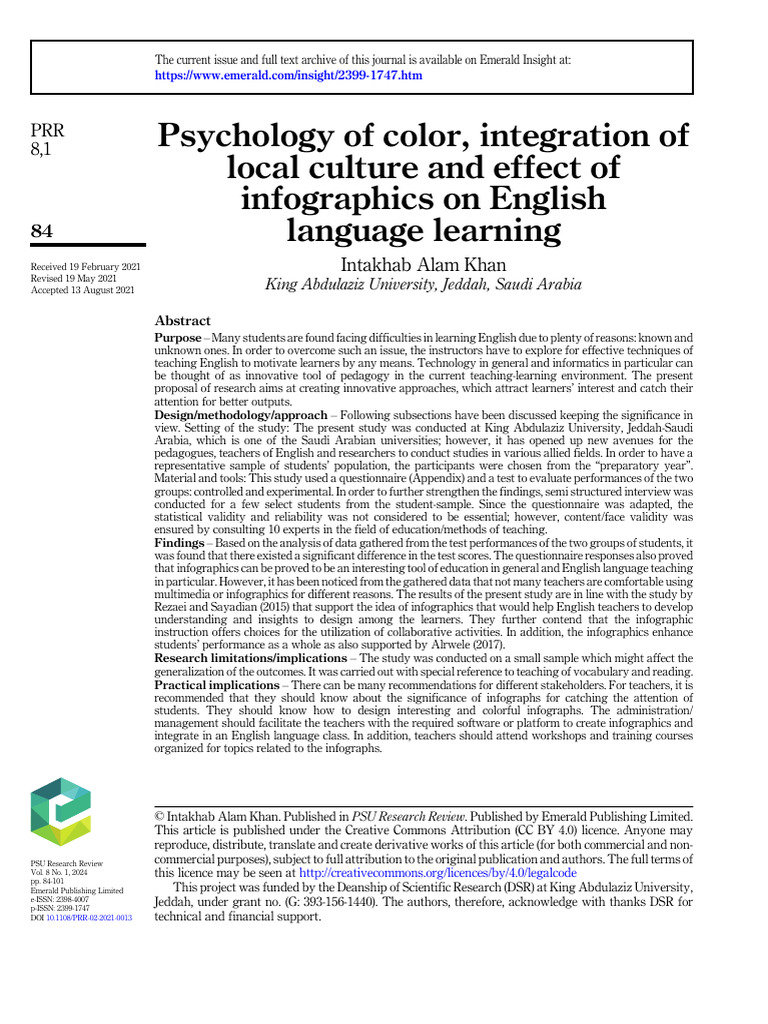 Psychology of Color, Integrati | PDF | Learning | English As A Second ...