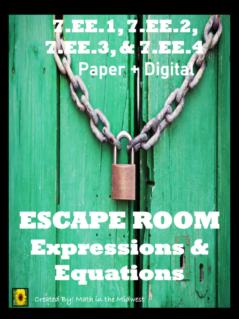 2 NO PREP 7th Grade Expressions Equations Math Escape Room | PDF ...