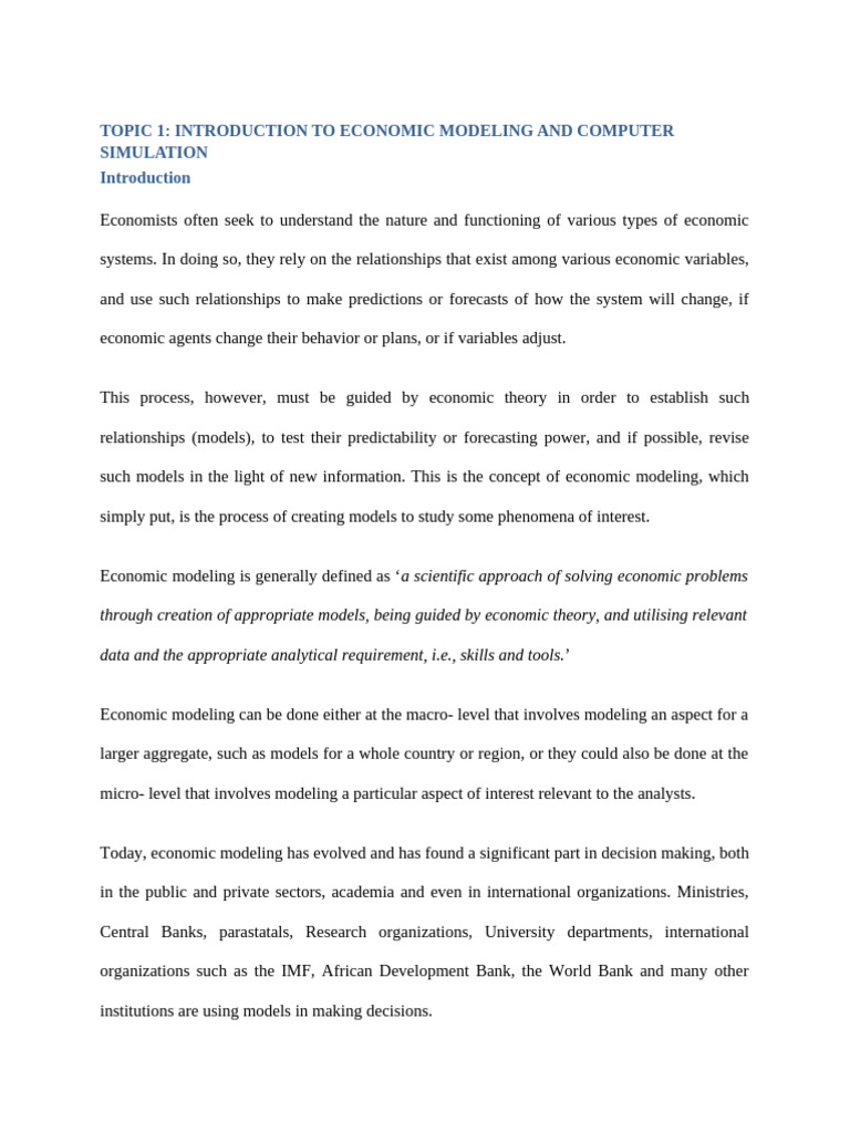 An Introduction To Economic Modelling | PDF | Conceptual Model ...