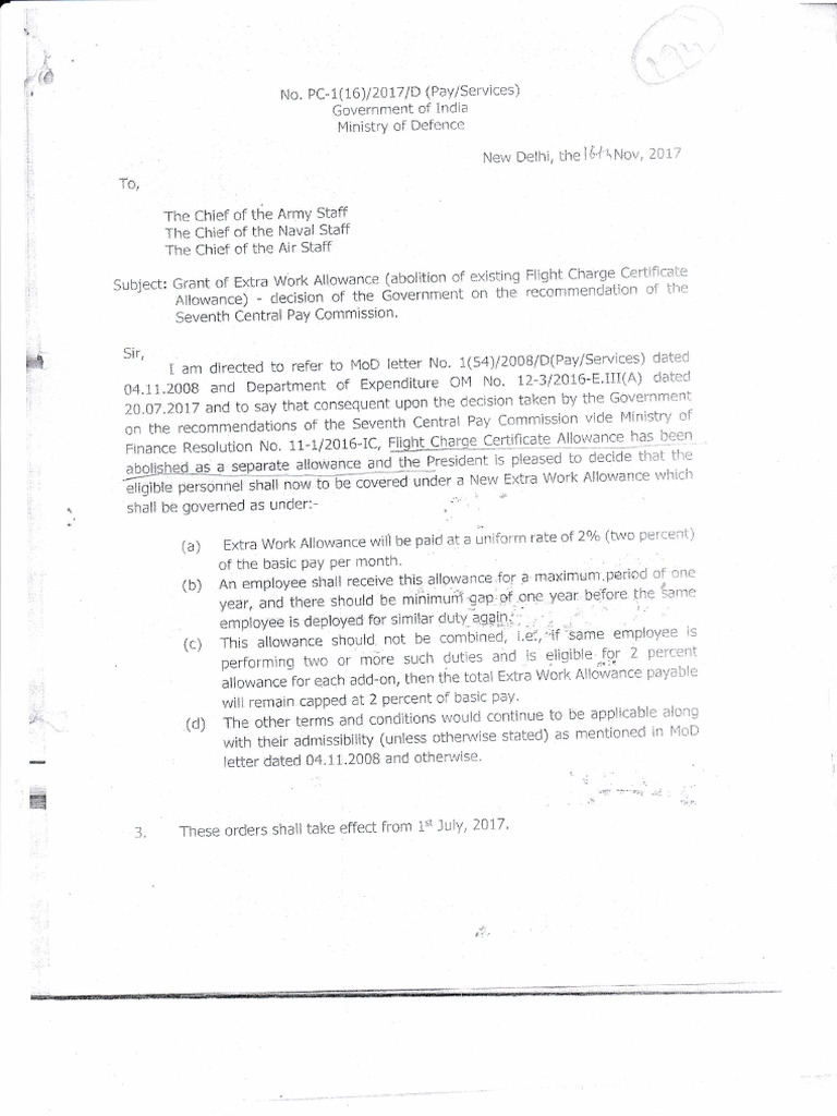 Extra Work Allowance | PDF