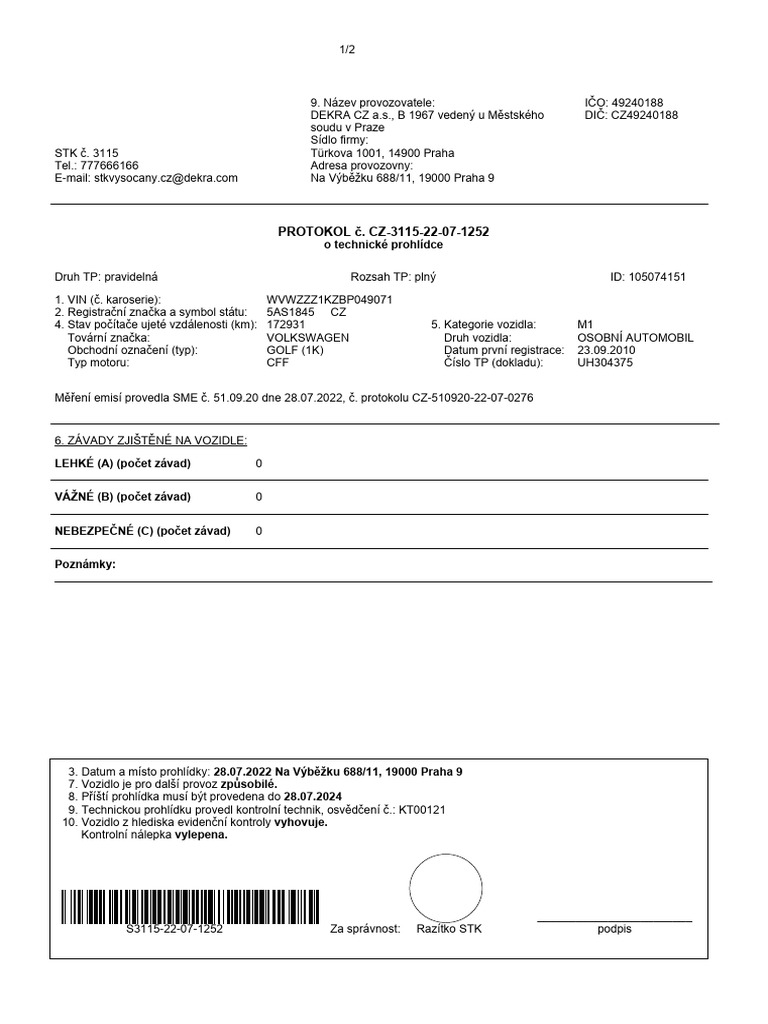 CZ 3115 22 07 1252 | PDF