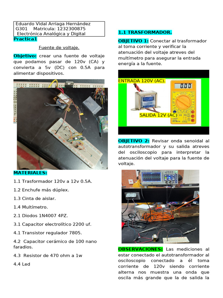 Act Apren2 EVAH | PDF | Rectificador | Corriente continua