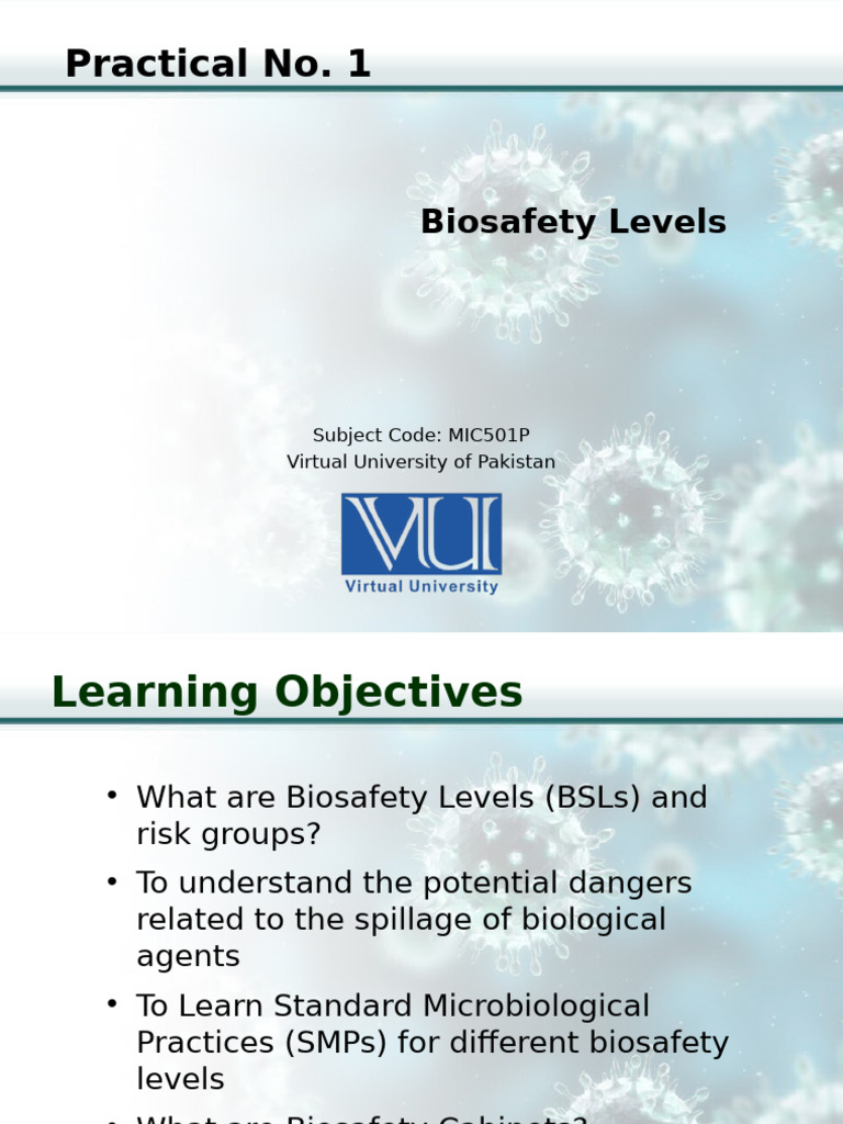 Understanding Biosafety Level 1 Practices | PDF | Safety