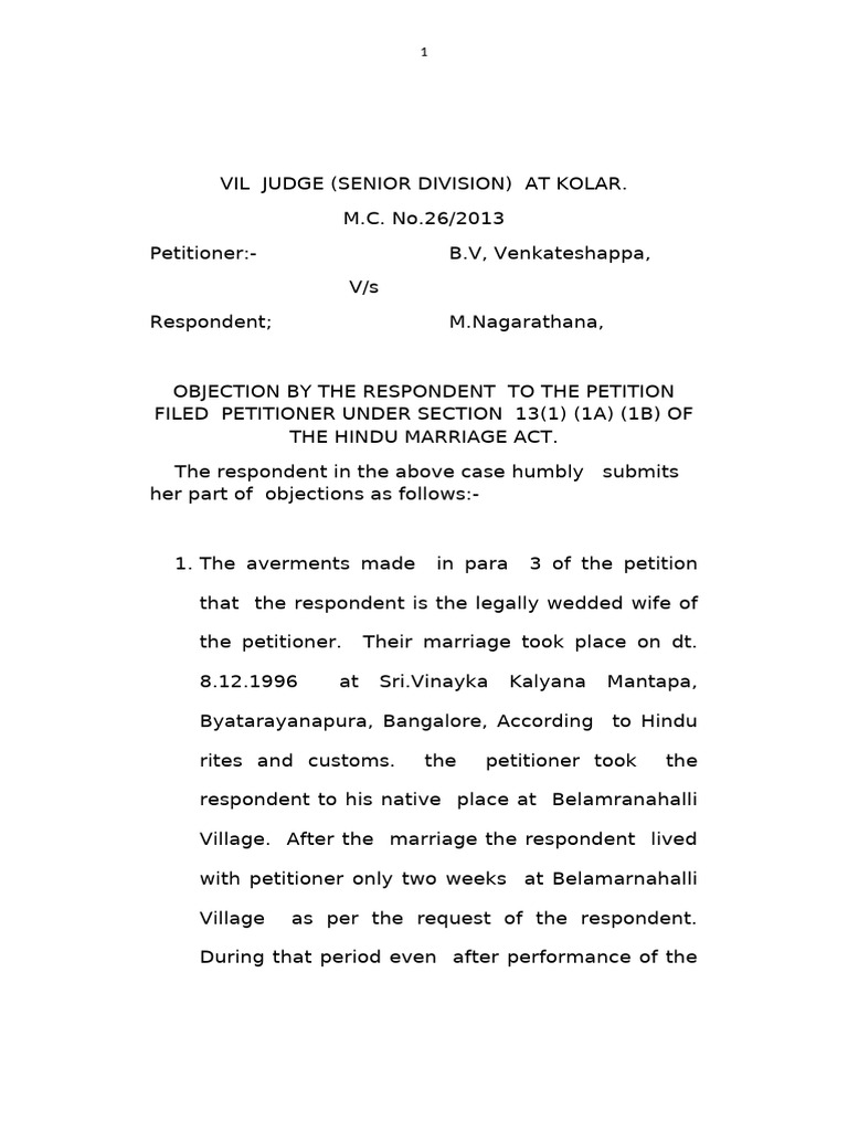 13 (1) Marriage Act Objection | PDF