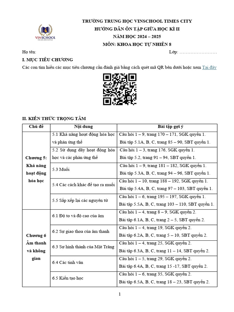 HDOT - GK2 - KHTN8 - Đáp Án | PDF