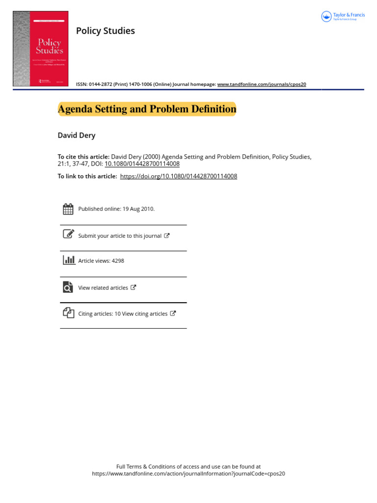 Agenda Setting and Problem Definition | PDF | Policy | Israel