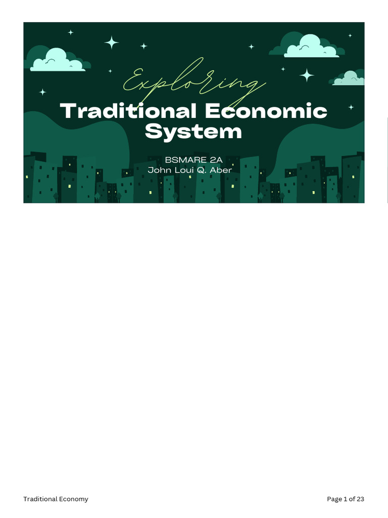 Traditional Economy | PDF | Non Tariff Barriers To Trade | Exports
