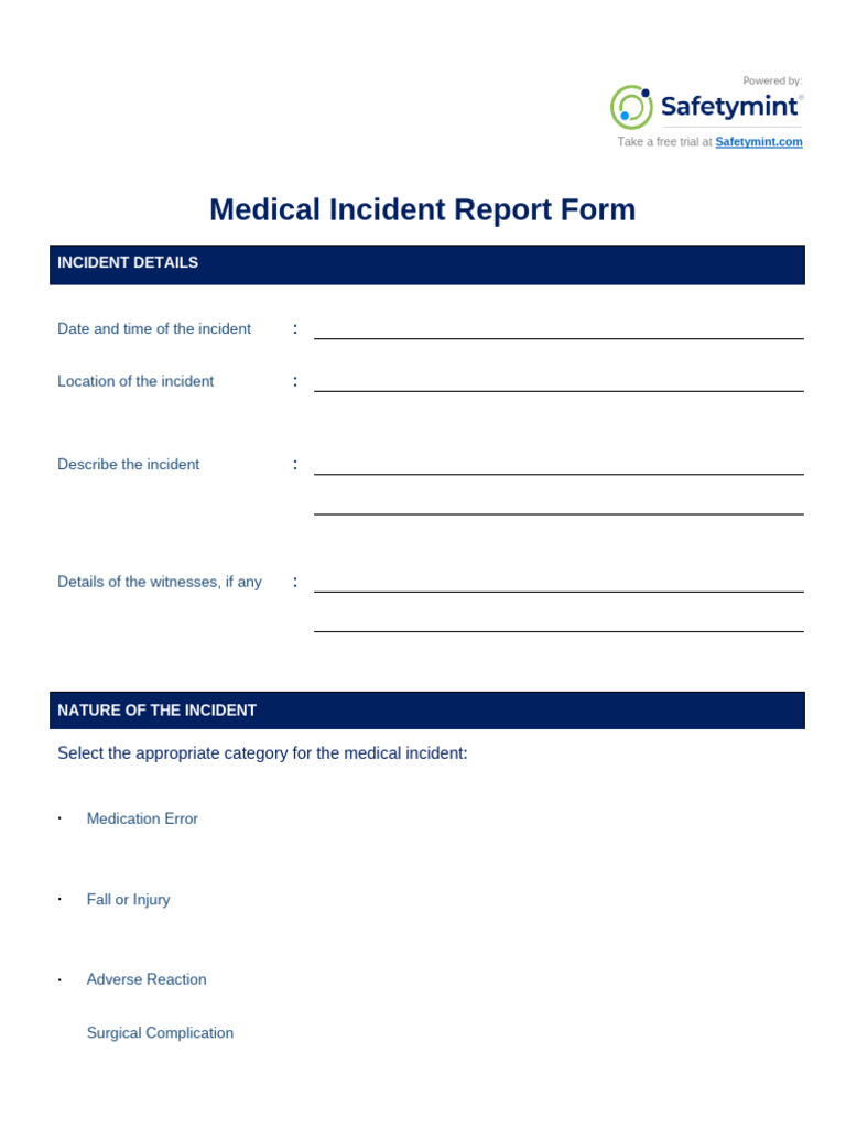 Medical Incident Report Form | PDF