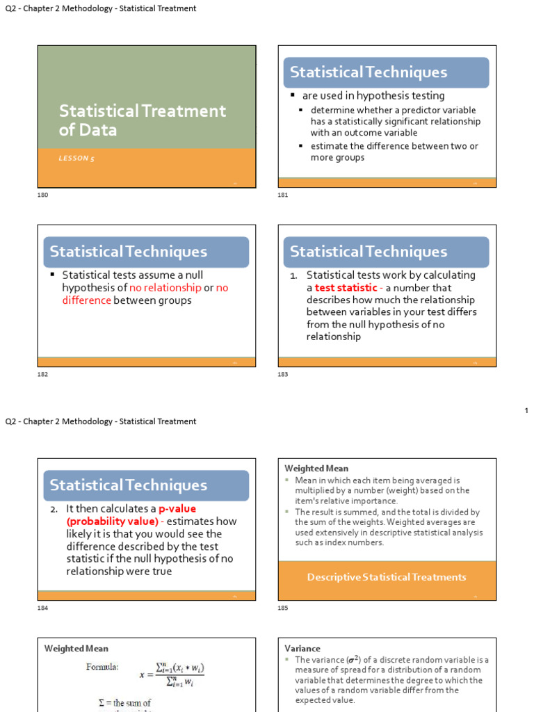 Statistical Treatment Methodology Overview | PDF | Statistics | Student ...