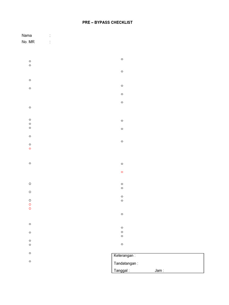 Prebypass Checklist Sigit1 | PDF
