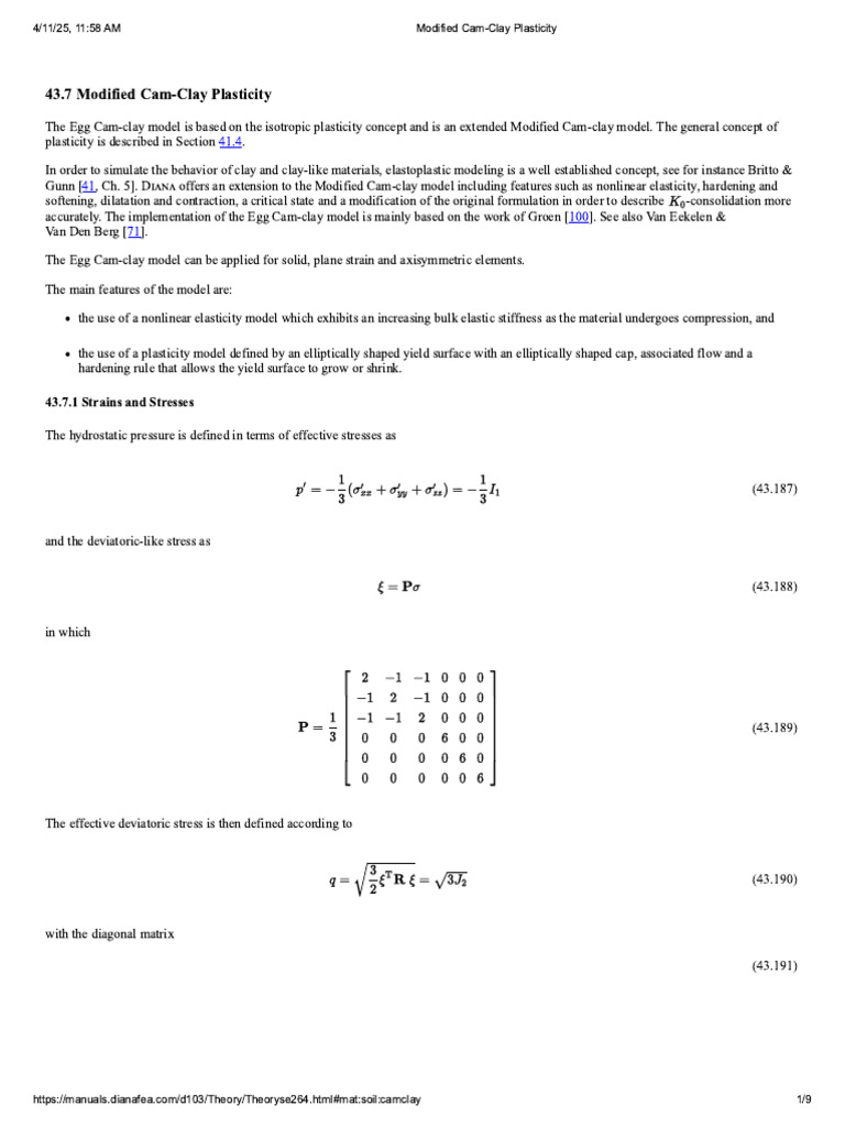 Modified Cam-Clay Plasticity | PDF