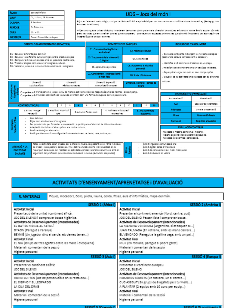 UD6 - 1r - Jocs Del Món I | PDF