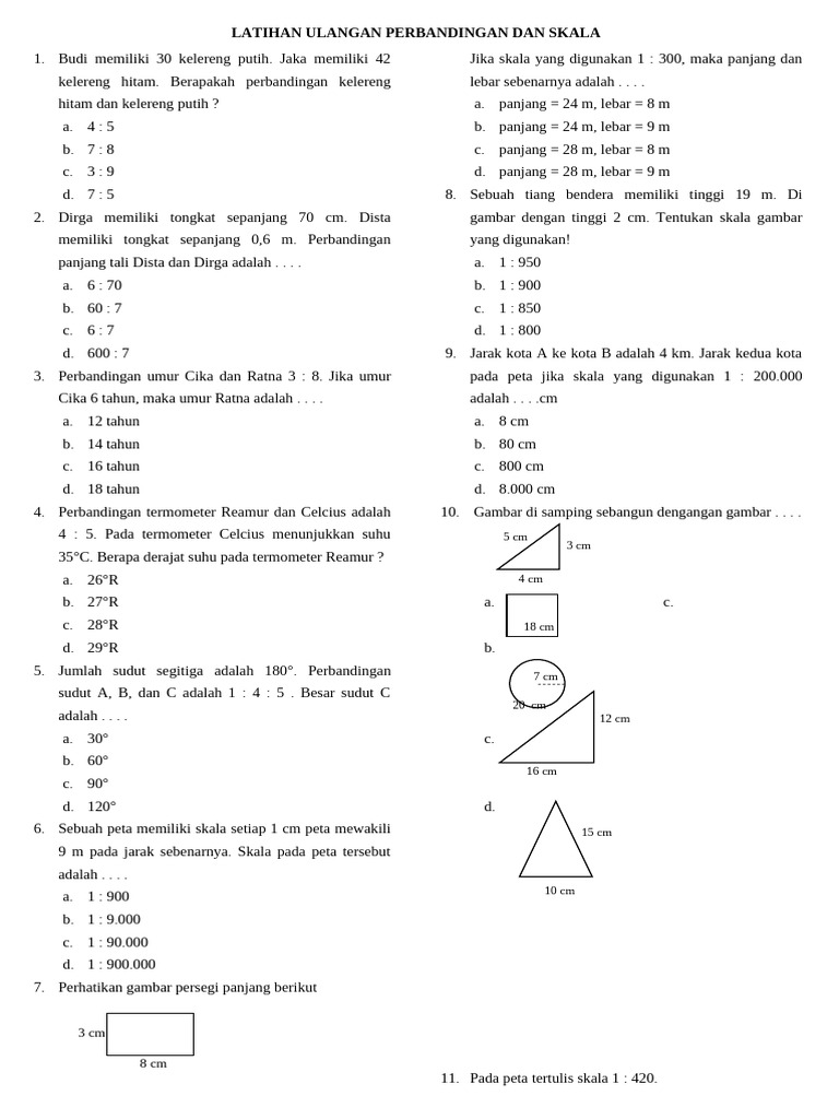 LATIHAN ULANGAN PERBANDINGAN DAN SKALA 2 | PDF