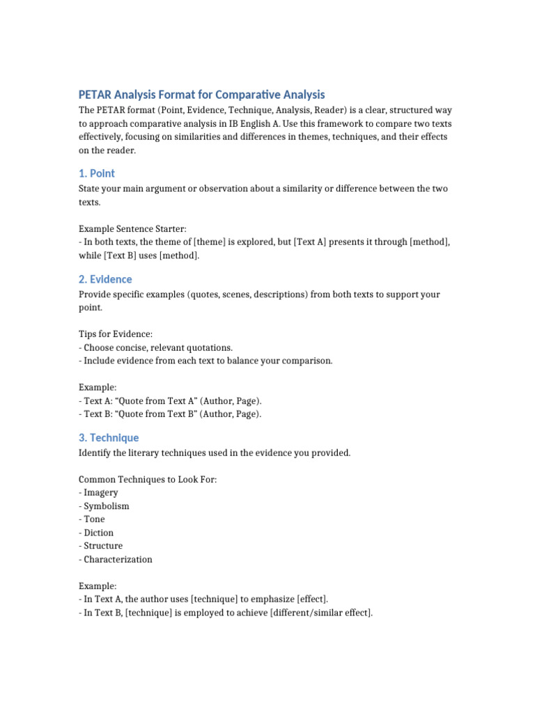 PETAR Analysis Comparative Sheet | PDF | Evidence