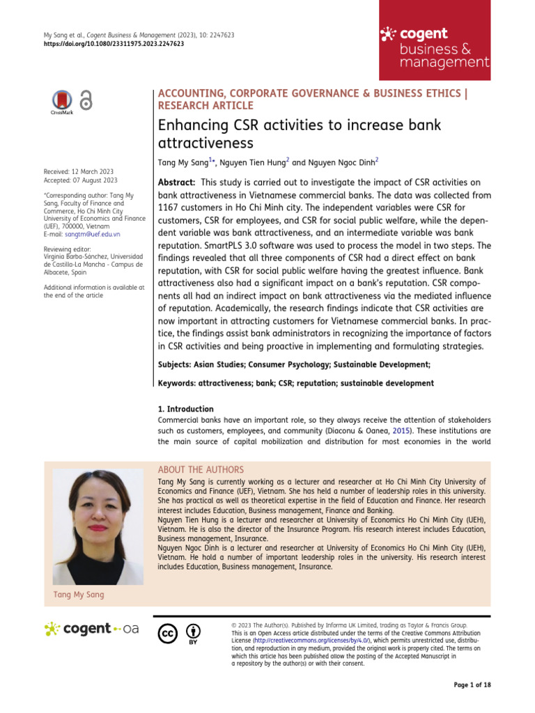 CSR's Impact on Bank Attractiveness | PDF | Corporate Social ...