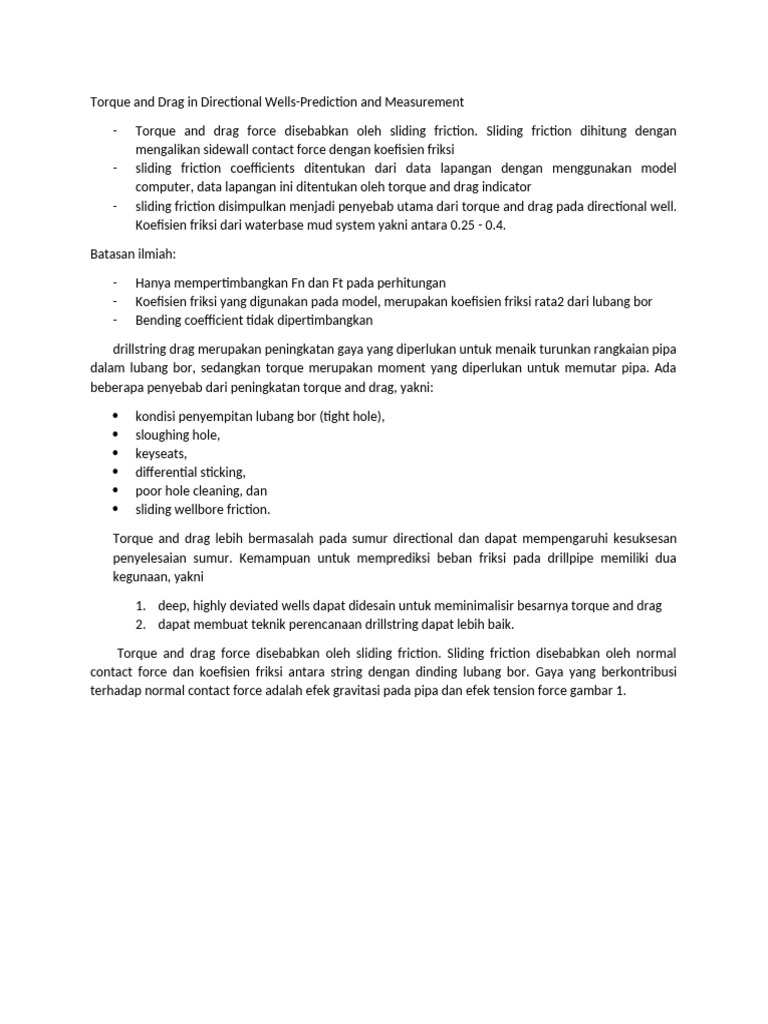Torque and Drag in Directional Wells-Prediction and Measurement | PDF