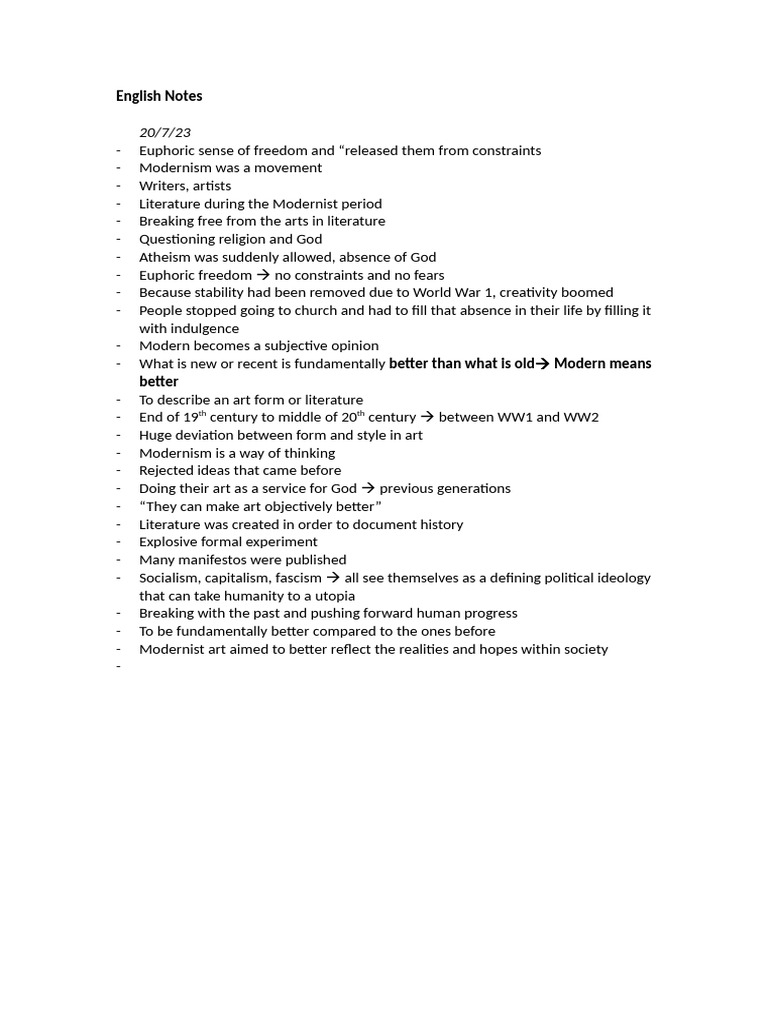 English Notes T3 | PDF