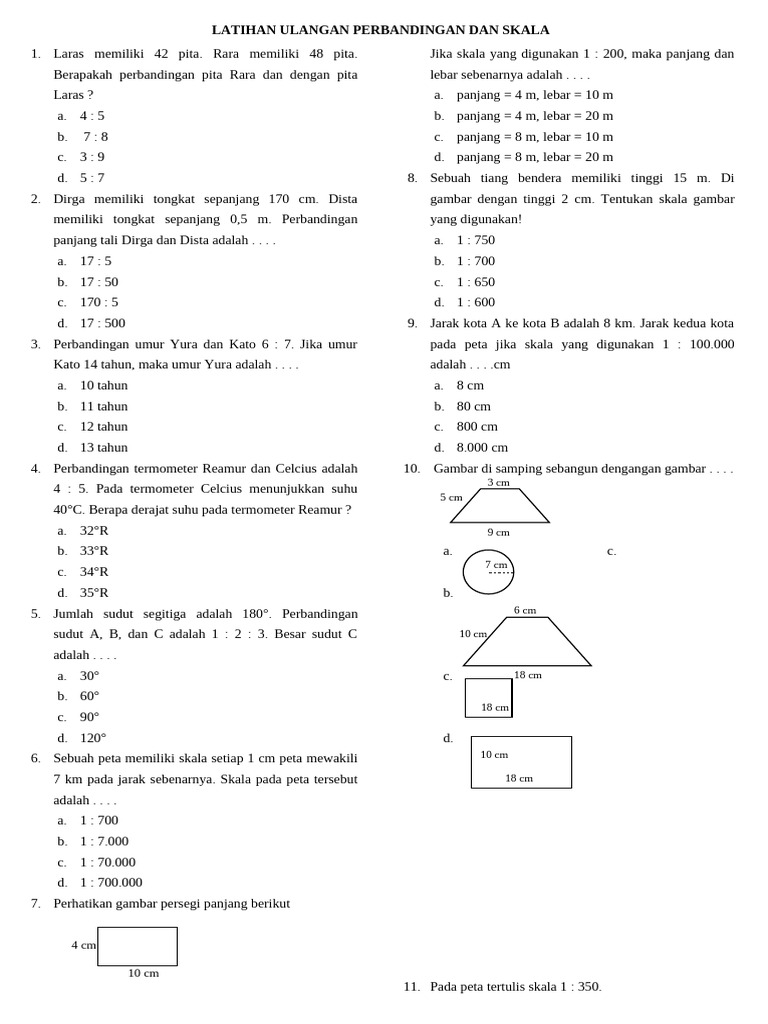 Latihan Ulangan Perbandingan Dan Skala | PDF