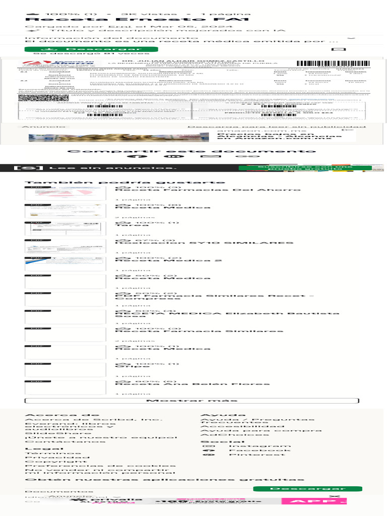Receta Ernesto FA1 PDF Medicamentos Con Receta Farmacia | PDF | Medicamentos con receta | Farmacia