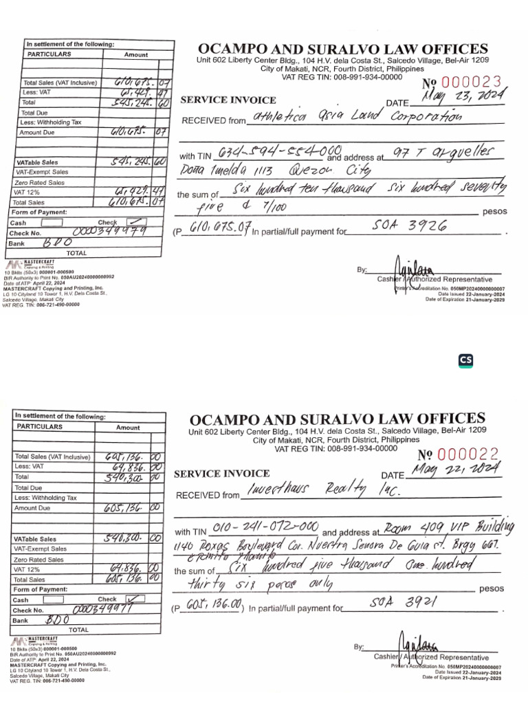Os Law Official Receipt | PDF