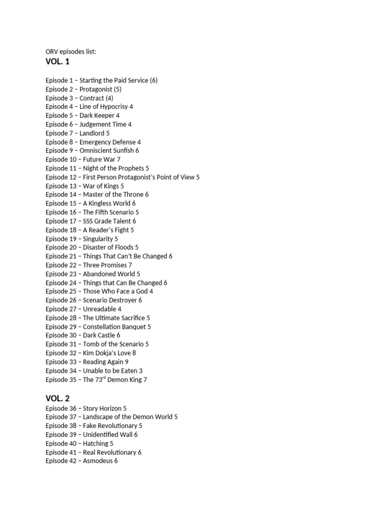 ORV Ep. List | PDF | Religious Belief And Doctrine