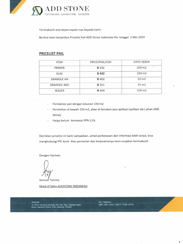 Price List Pail | PDF