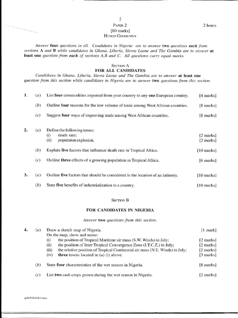 Geography Confidential Questions For Wassce 2025 | PDF