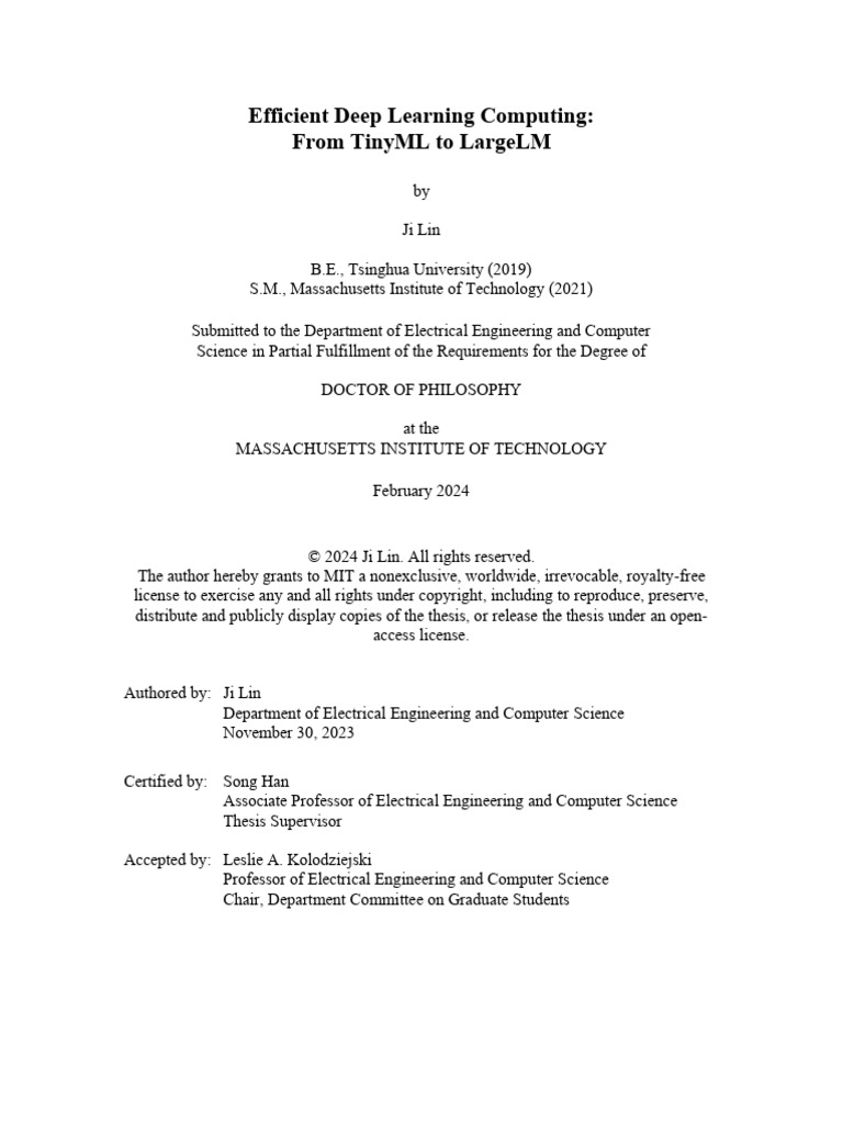 Lin Jilin PHD Eecs 2024 Thesis | PDF | Deep Learning | Computer Science