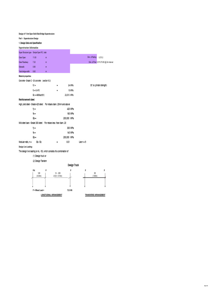 Solid Slab Superstructure - 11.4m Span Design LRFD-1 | PDF | Building Materials | Mechanics