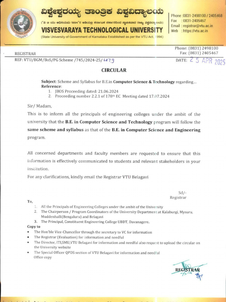 479 B.E. Computer Science Technology Scheme Syllabus | PDF