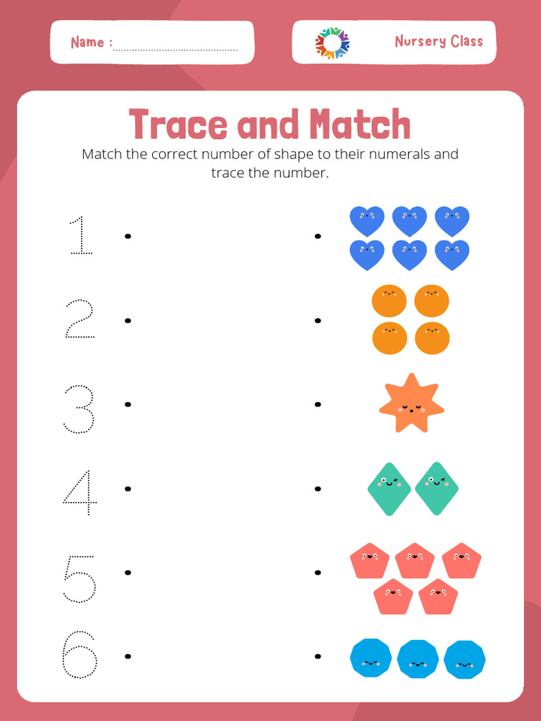 Colorful Fun Trace and Match Worksheet | PDF