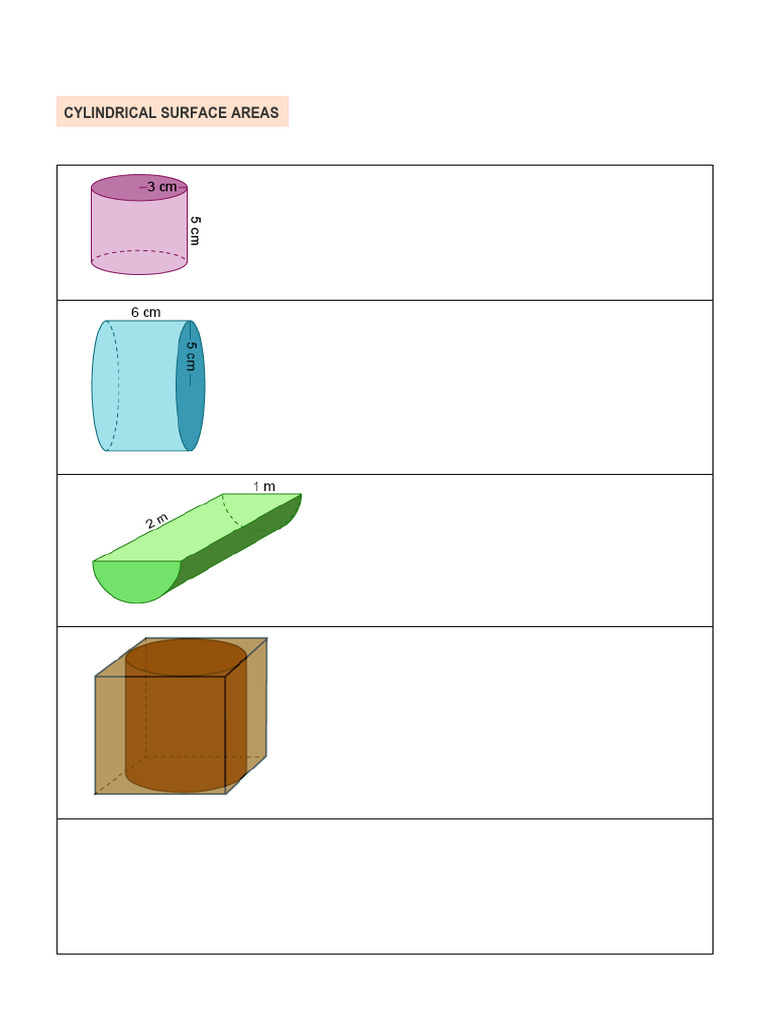 Cylindrical Surface Areas | PDF