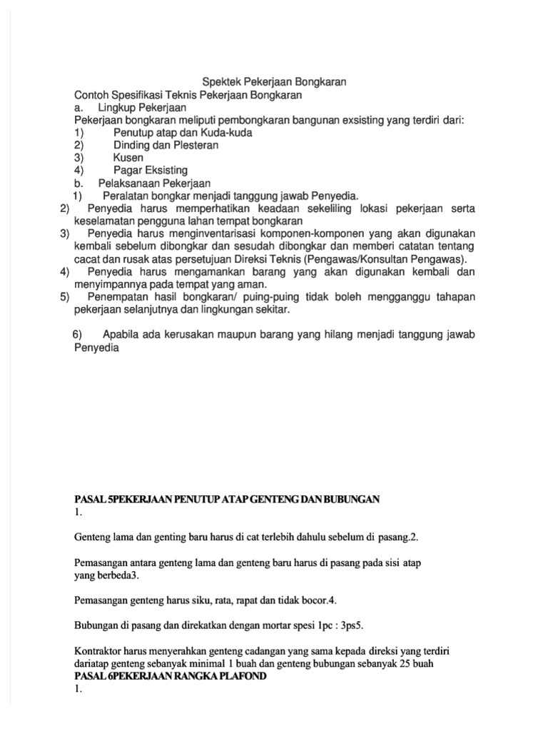 PDF Spektek Pekerjaan Bongkaran - Compress | PDF