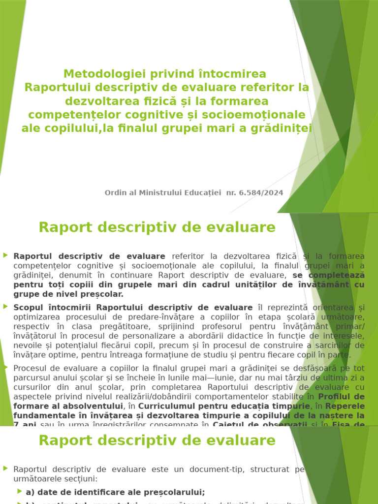 Raportul Descriptiv de Evaluare | PDF