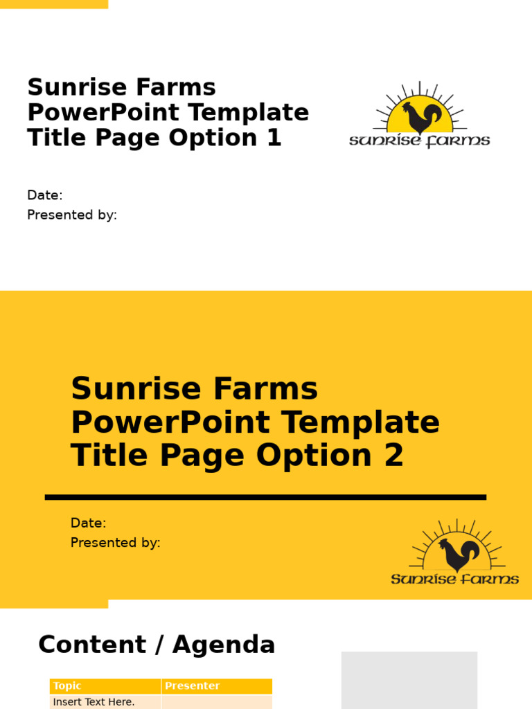 Sunrise Farms PowerPoint Template Guide | PDF