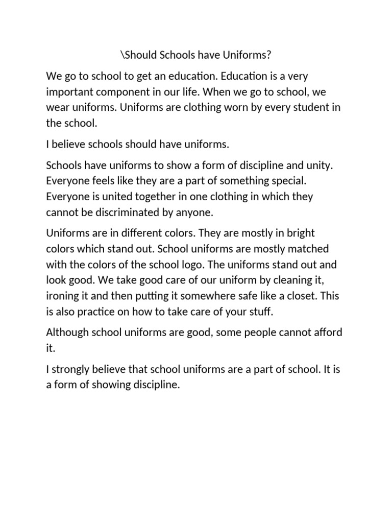 Should Schools Have Uniforms Ahfbahkfbsfkbafsbf | PDF