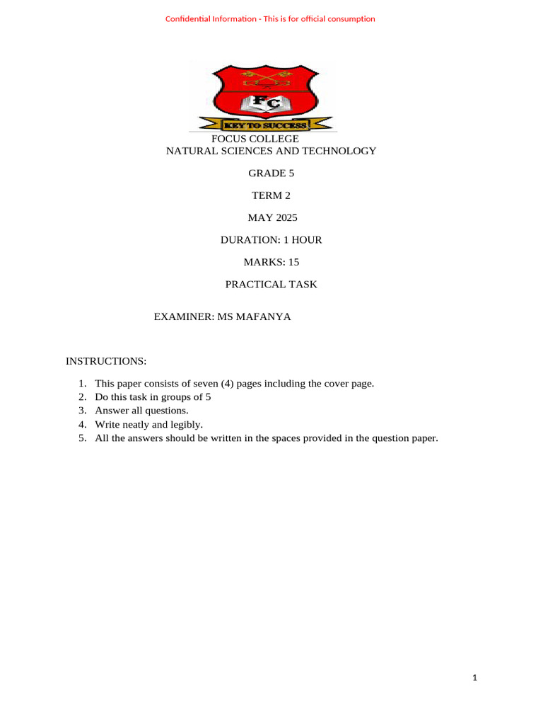 (Grade 5) Practical For Grade 5 Term 2 2025 | PDF | Chess | Chess Theory