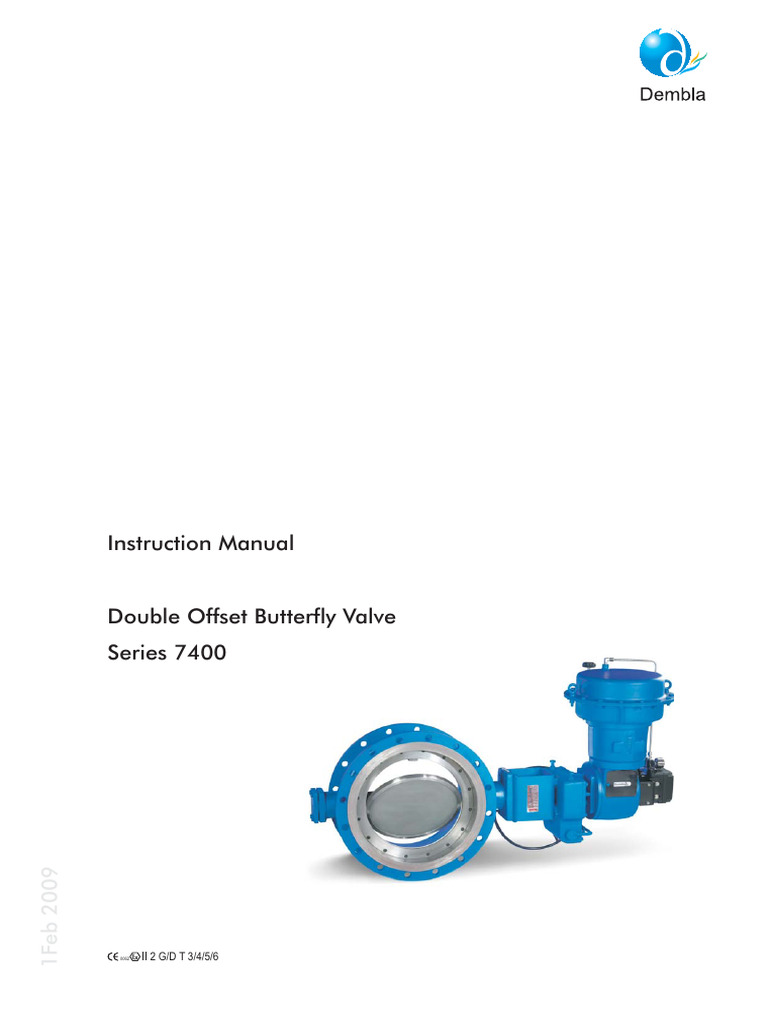 Dembla Series 7400 Butterfly Valve Manual | PDF | Valve | Gear