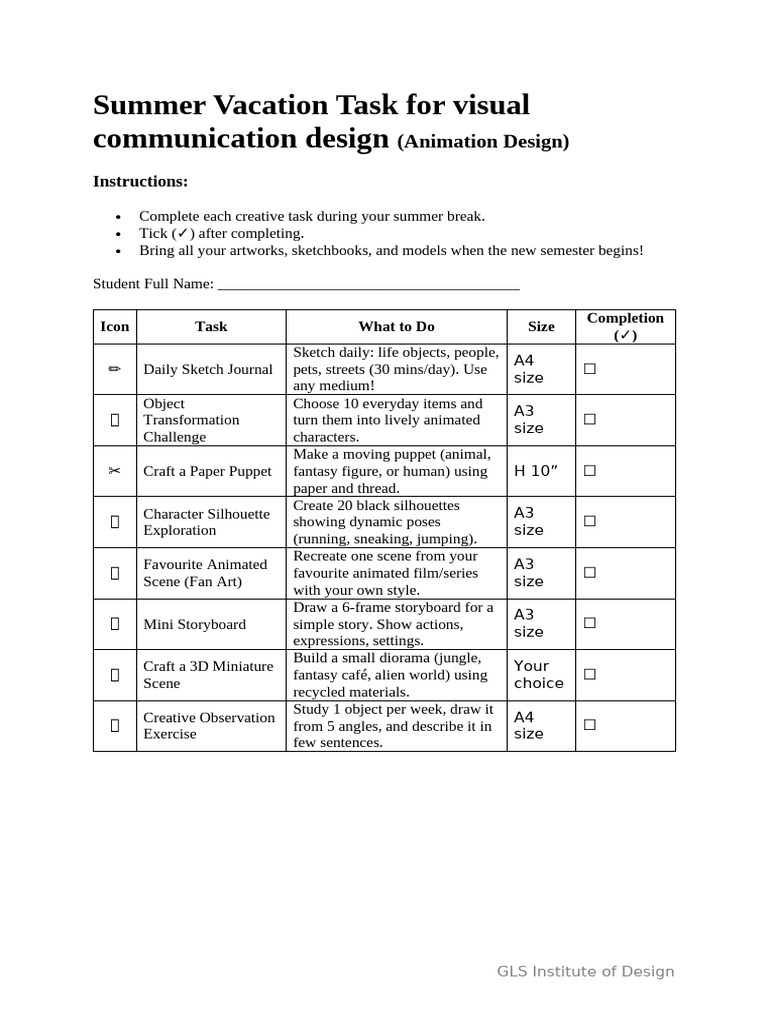 Animation Summer Vacation Task | PDF | 2 D Computer Graphics | 3 D Computer Graphics