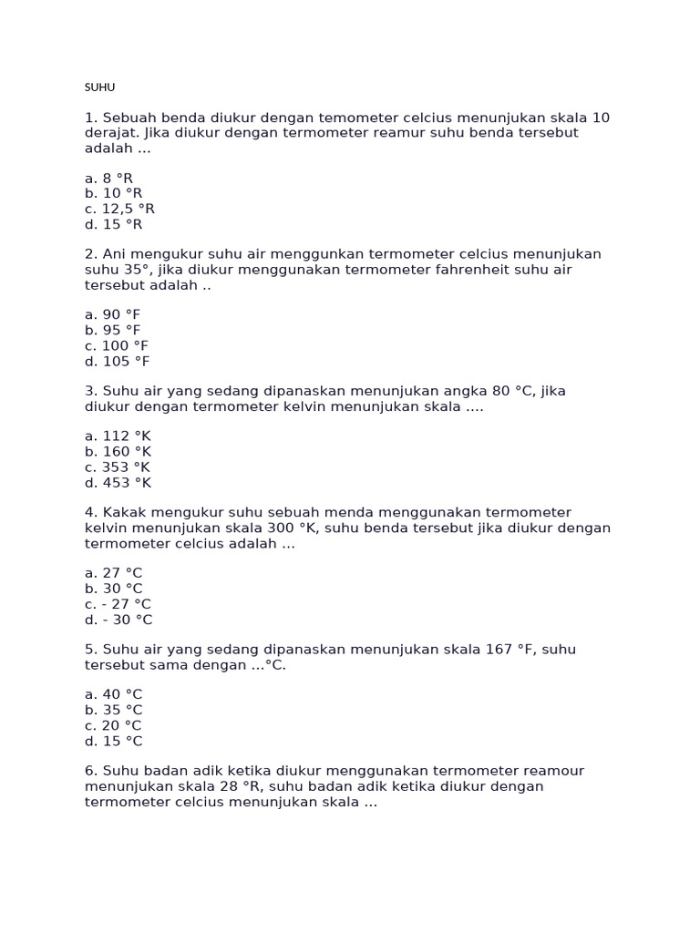 Latsol Suhu Dan Kalor Kls 7 SMT 2 | PDF