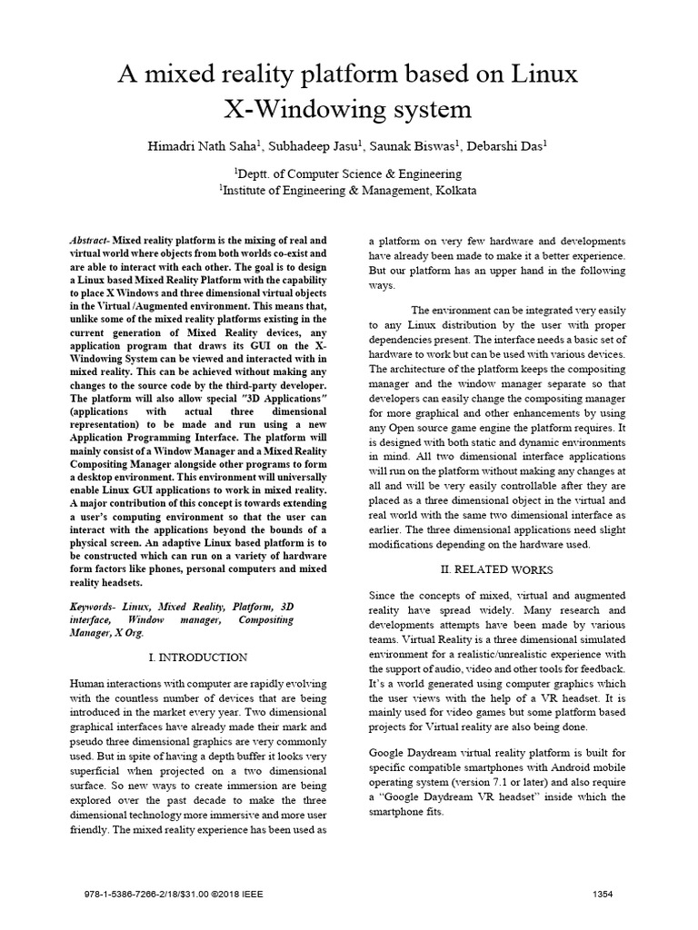 A Mixed Reality Platform Based On Linux X - Windowing System | PDF | Graphical User Interfaces ...