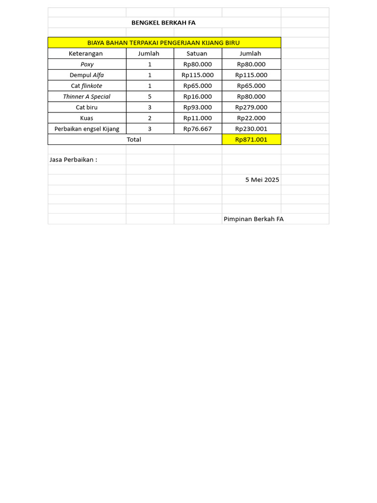 Kijang Biru - Sheet1 | PDF