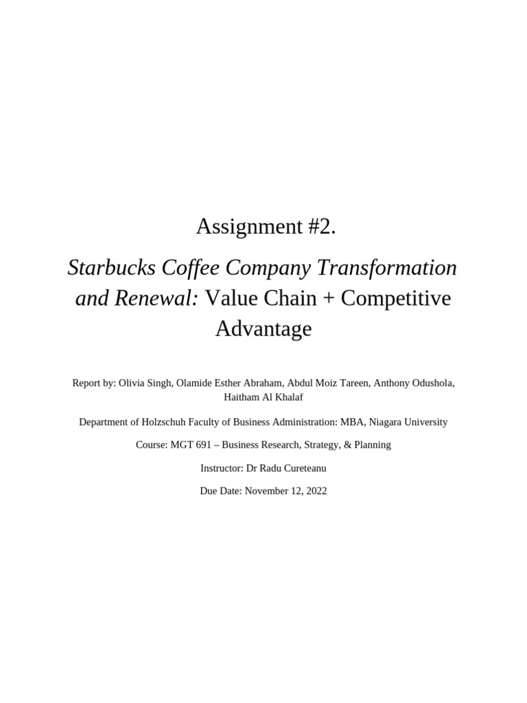 Starbucks - Value Chain + Competitive Advantage | PDF | Starbucks | Coffee