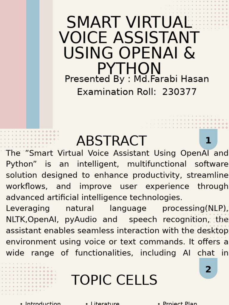 Smart Virtual Voice Assistant | PDF | Siri | Artificial Intelligence