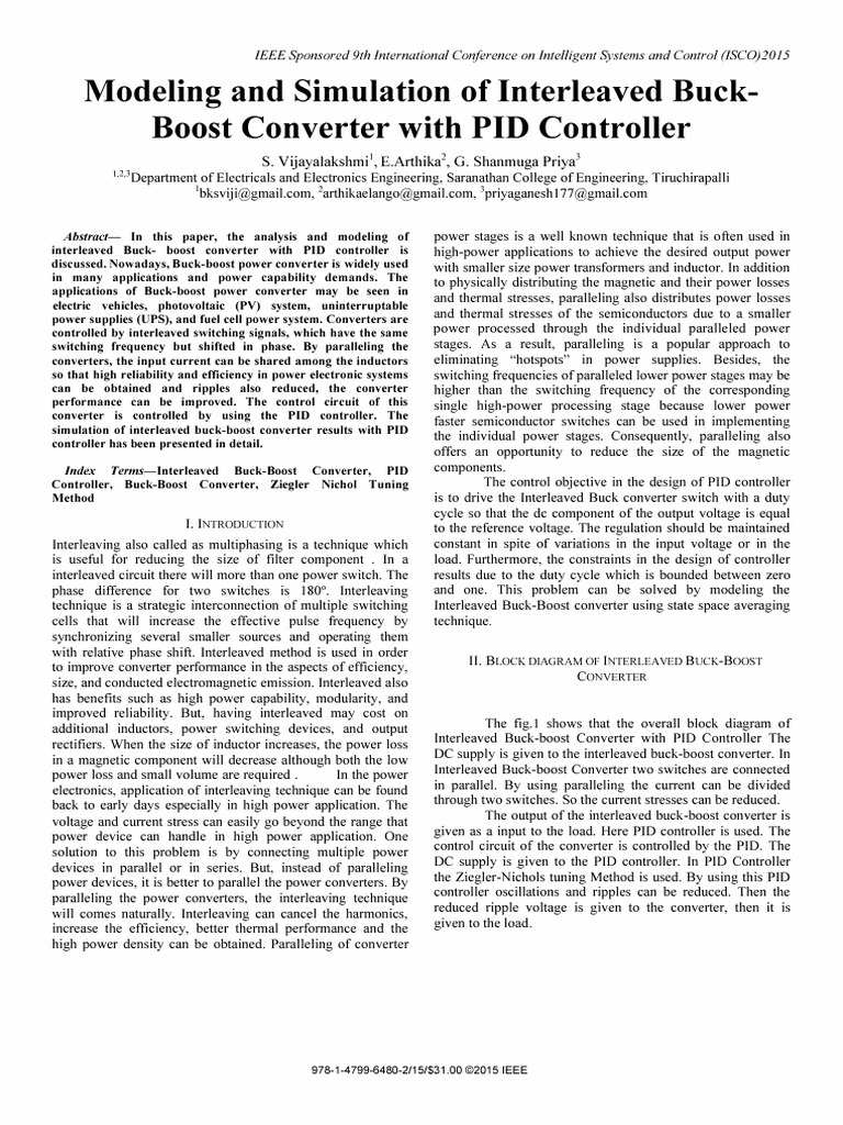 Modeling and Simulation of Interleaved Buck-Boost Converter With PID Controller | PDF | Computer ...