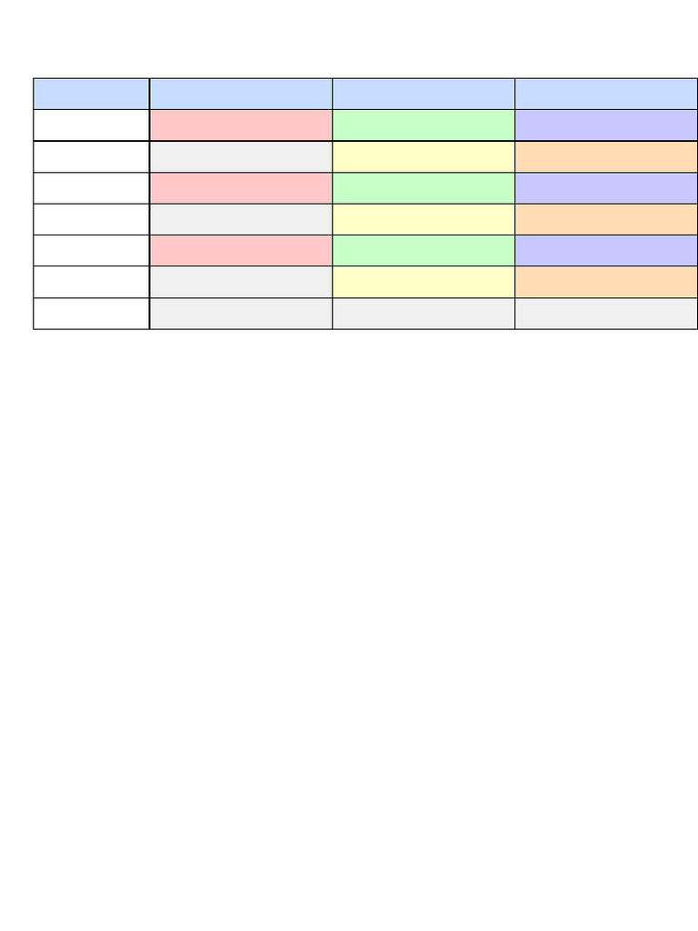 Weekly Timetable Colored | PDF