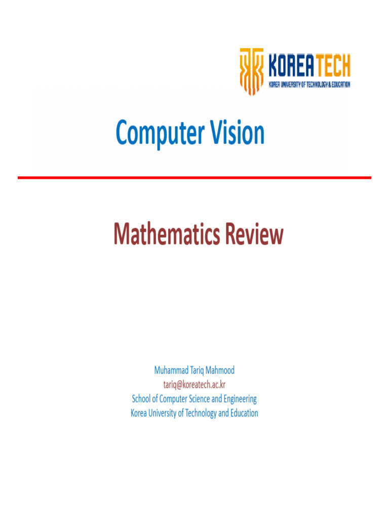 Computer Vision - 01 Mathematics (Review) | PDF | 2 D Computer Graphics ...