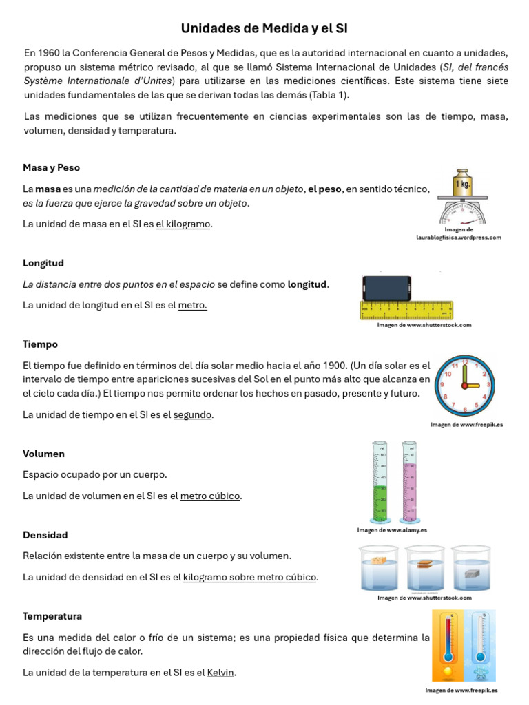 Unidades de Medida y El SI | PDF | Masa | Volumen