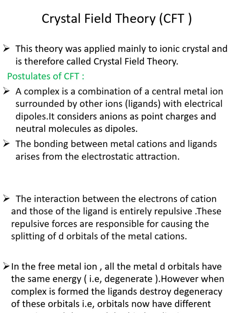14238crystal Field Theory (CFT) | PDF | Coordination Complex | Ion
